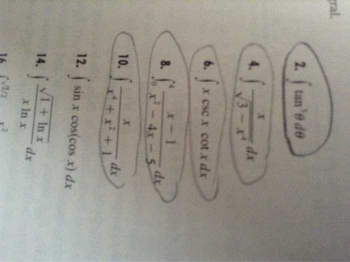 Solved integral tan^3 theta d theta integral x/squareroot | Chegg.com