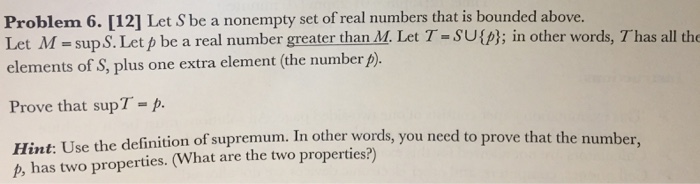 Solved Let S be a nonempty set of real numbers that is | Chegg.com