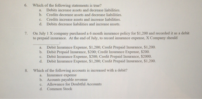 Solved Which of the following statements is true? Debits | Chegg.com