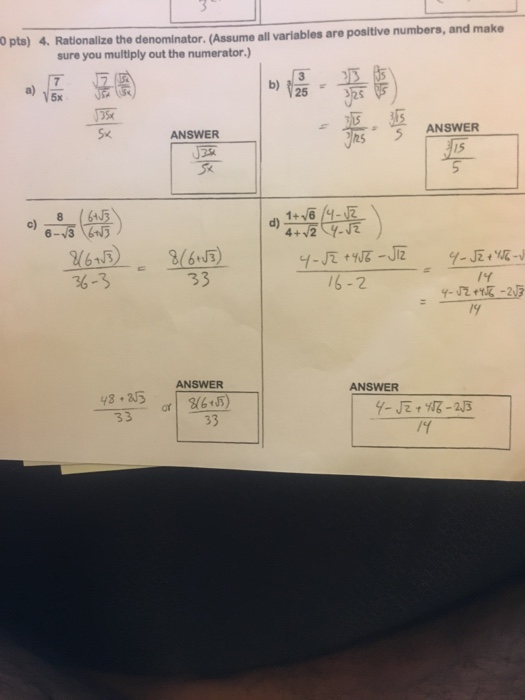 Solved Rationalize the denominator. (Assume all variables | Chegg.com