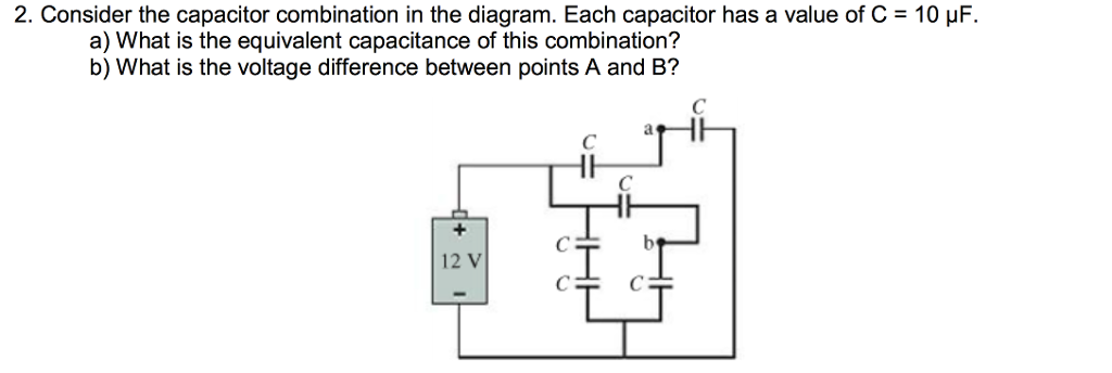 Solved Consider the capacitor combination in the diagram. | Chegg.com