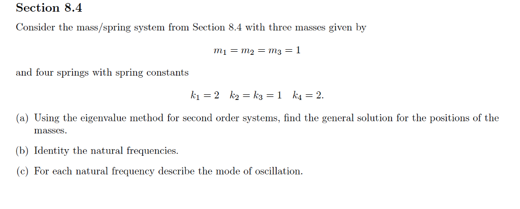 Solved Using The Eigenvalue Method For Second Order Systems 7033