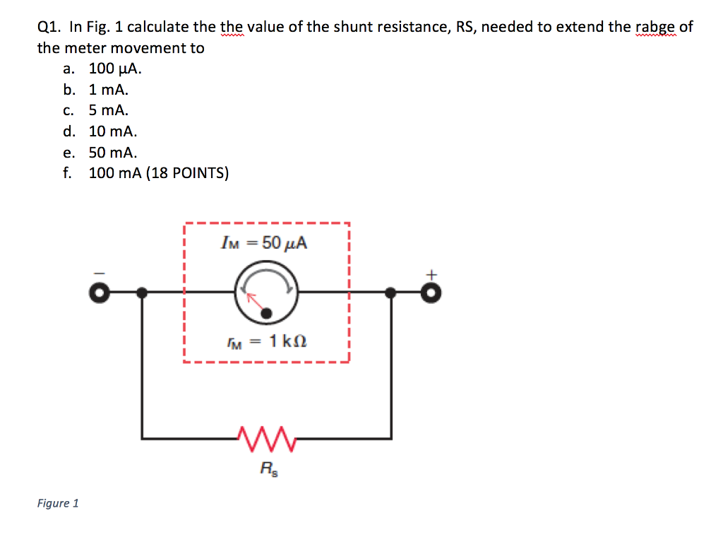 Solved In Fig. 1 calculate the value of the shunt | Chegg.com