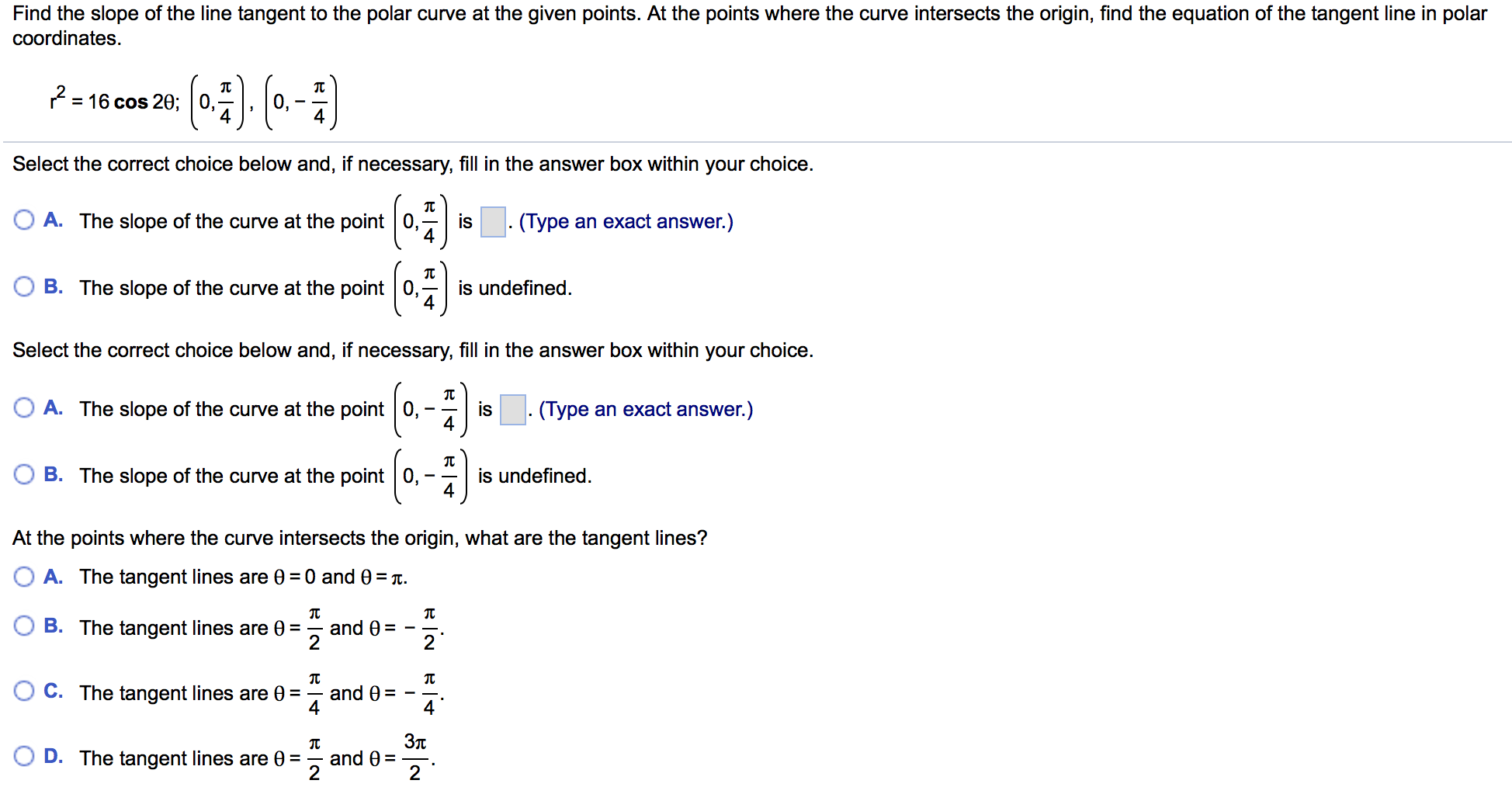 Solved Find the slope of the line tangent to the polar curve | Chegg.com