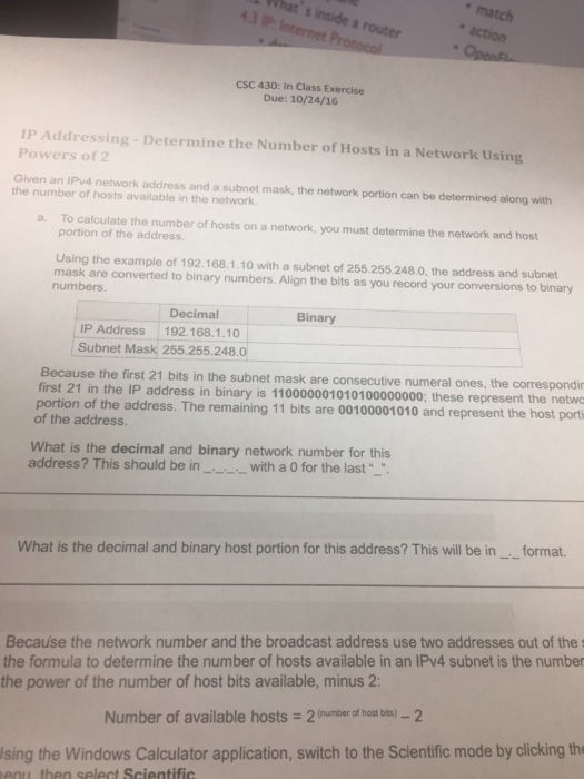 Solved Given an IPv4 network address an a subnet mask, the | Chegg.com