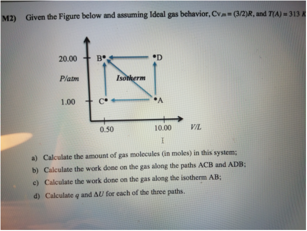 Solved M2) Given the Figure below and assuming Ideal gas | Chegg.com