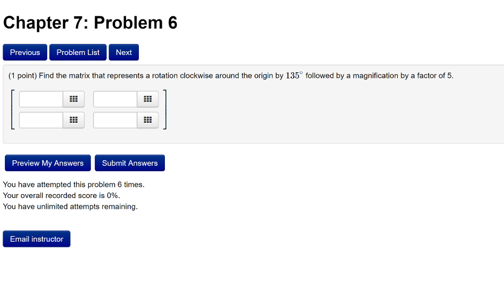 Solved Find the matrix that represents a rotation clockwise | Chegg.com