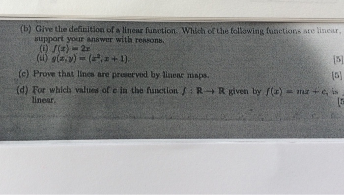 Solved Give the definition of a linear function. Which of | Chegg.com