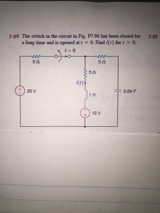 Solved The switch in the circuit in Fig P7.96 has been | Chegg.com