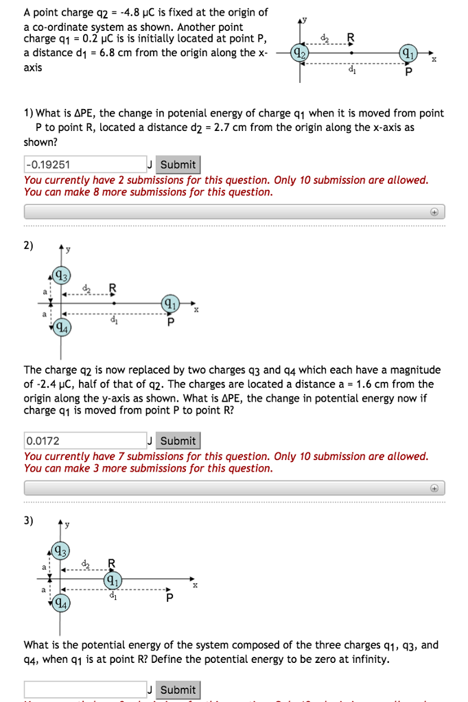 Solved A point charge q2 -4.8 HC is fixed at the origin of a | Chegg.com