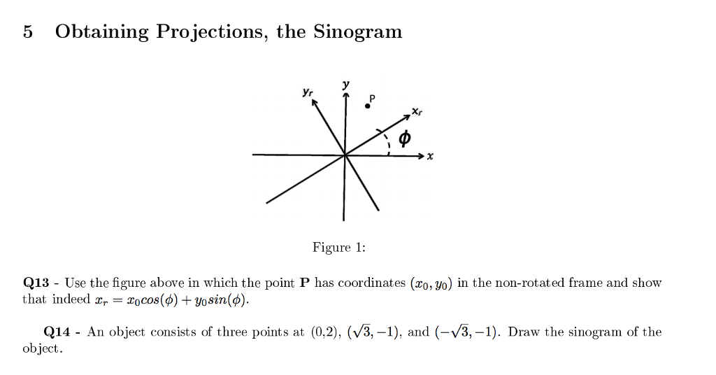 Solved 5 Obtaining Projections, the Sinogram yr Xr Figure 1 | Chegg.com
