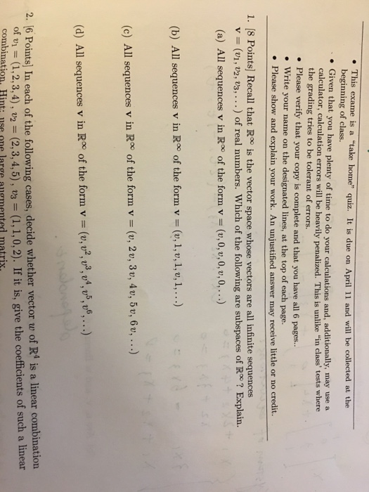 Solved Recall that R^infinity is the vector space whose | Chegg.com