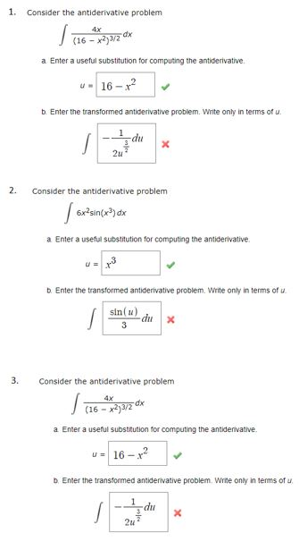 Solved 1. Consider the antiderivative problem 4x (16 -x2)3/2 | Chegg.com