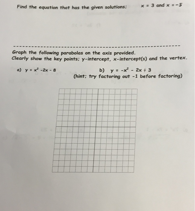 Solved Find the equation that it given solutions: x=3 and x | Chegg.com