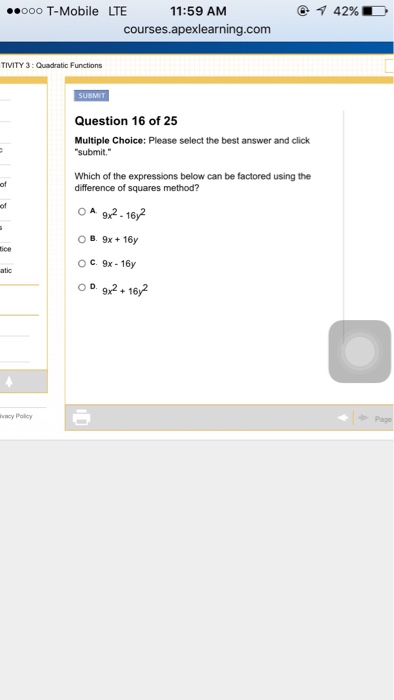 Solved Which of the expressions below can be factored using | Chegg.com