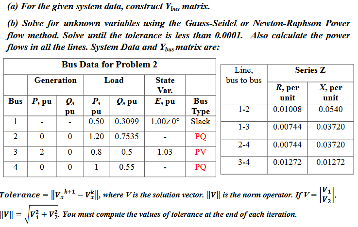Solved For the given system data, construct Y_bus matrix. | Chegg.com