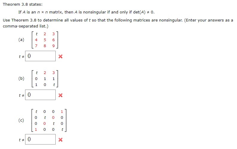 Solved If A is an n times n matrix, then A is nonsingular if | Chegg.com
