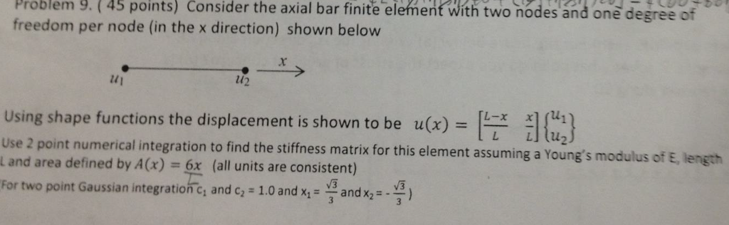Solved Consider The Axial Bar Finite Element With Two Nodes