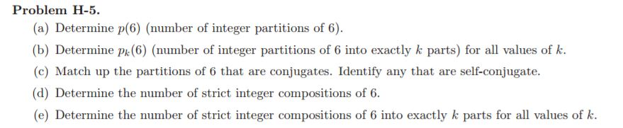 Solved Determine p(6) (number of integer partitions of 6). | Chegg.com