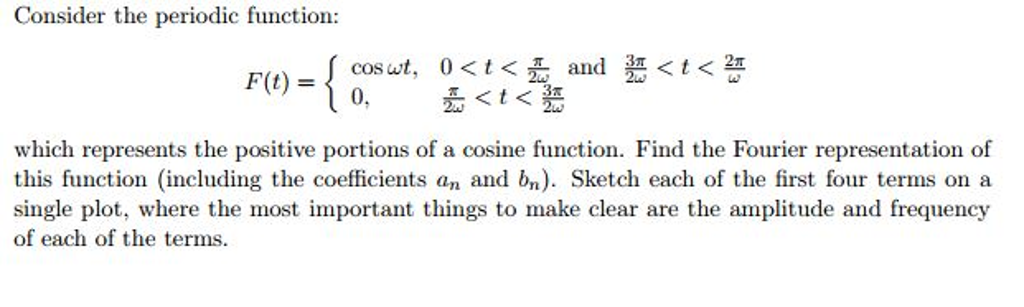 Consider the periodic function: F(t) = {cos omega t, | Chegg.com