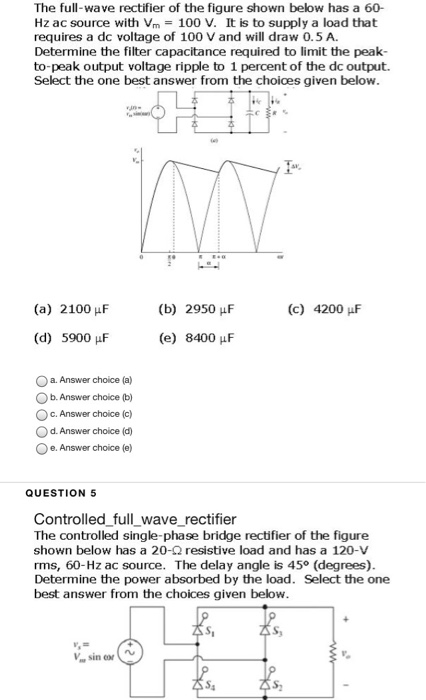 Solved Full _wave rectifier withRL load A single-phase | Chegg.com