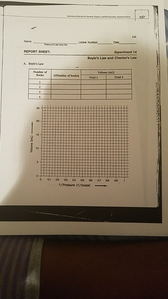 Solved 193 Name Locker Number Data REPORT SHEET: Experiment | Chegg.com