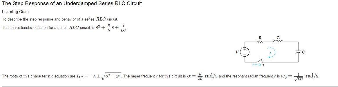 Solved The Step Response of an Underdamped Series RLC | Chegg.com