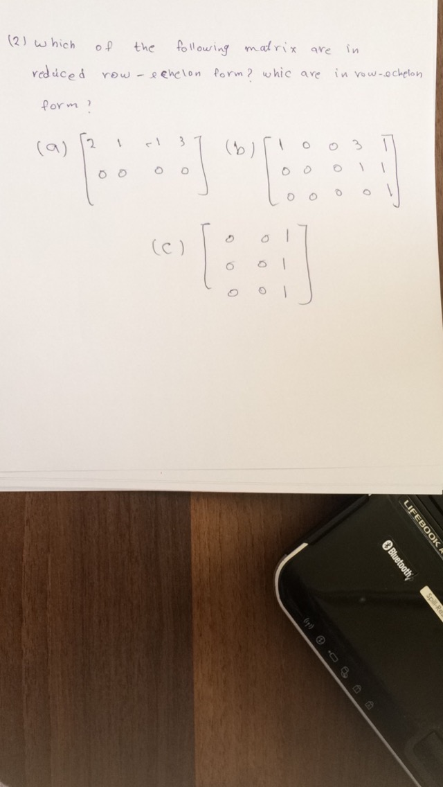 Solved Which of the following matrix are in received row - e | Chegg.com