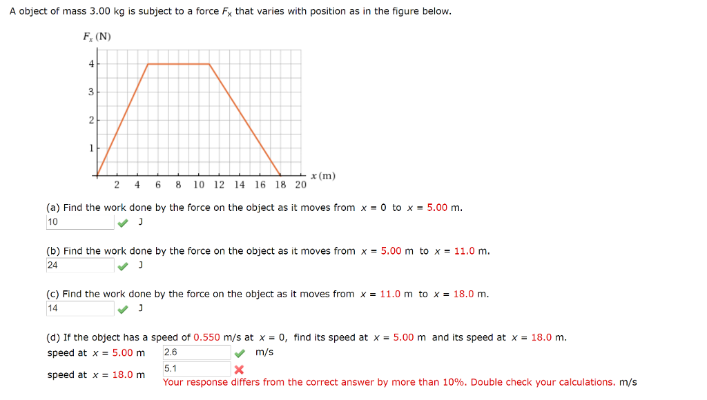 Solved A object of mass 3.00 kg is subject to a force Fx | Chegg.com