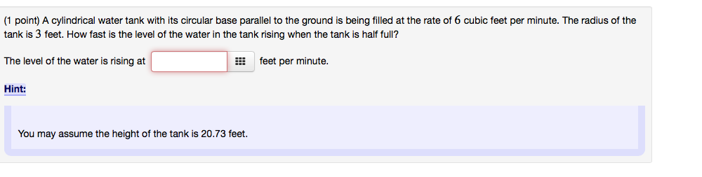 Solved A cylindrical water tank with its circular base | Chegg.com