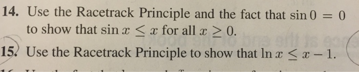 Solved 14. Use the Racetrack Principle and the fact that sin | Chegg.com