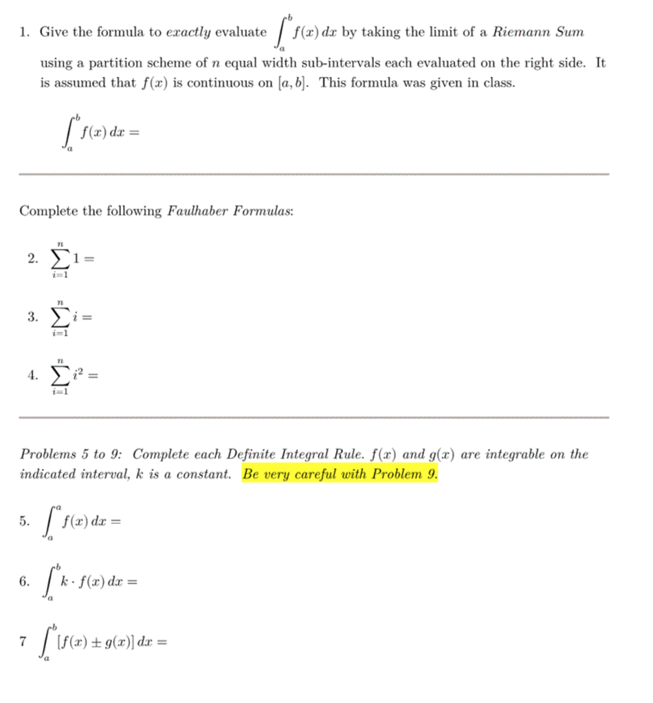 Give the formula to exactly evaluate integral ^b_a | Chegg.com