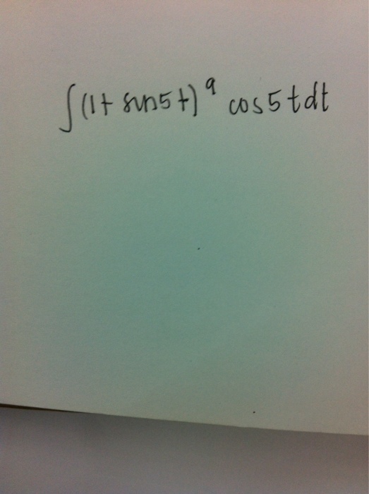 Solved Integral (1 + sin 5t)^9 cos 5t dt | Chegg.com