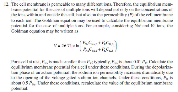 The cell membrane is permeable to many different | Chegg.com