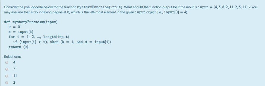 Solved [4 5 8 2 11 2 5 11] You Consider The Pseudocode