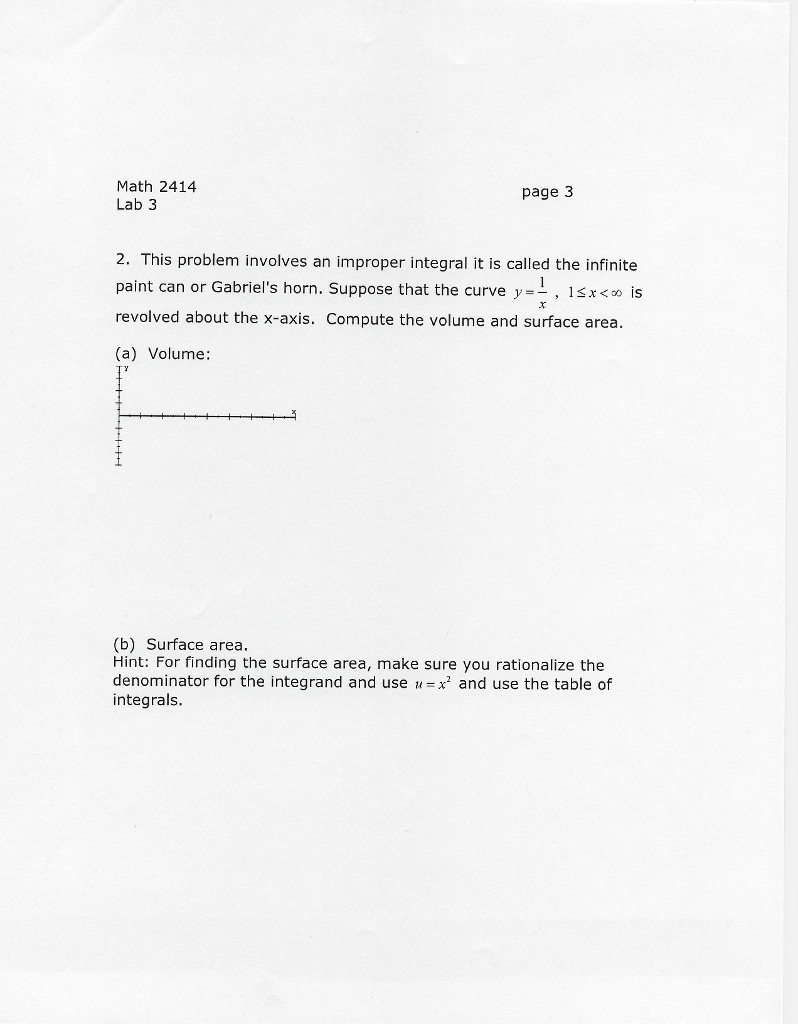 Solved Math 2414 Lab 3 page 3 2. This problem involves an | Chegg.com