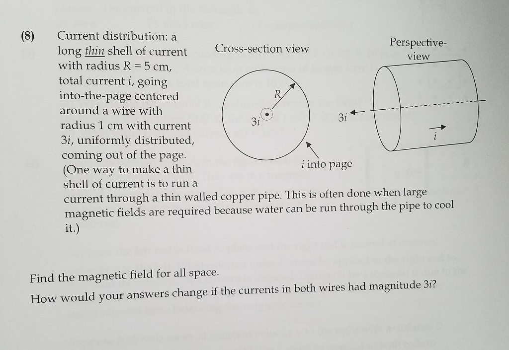 Solved (8) Current distribution: a long thin shell of | Chegg.com