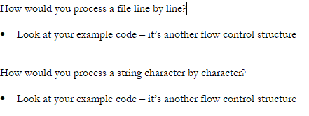 Solved How would you process a file line by line? Look at | Chegg.com