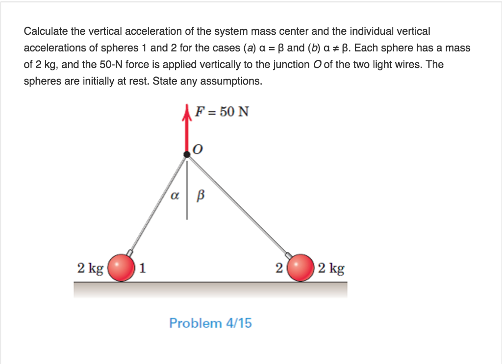 Solved Calculate the vertical acceleration of the system | Chegg.com