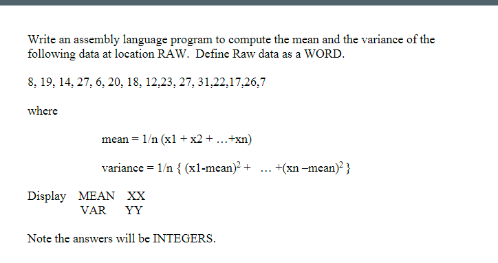 Solved Write An Assembly Language Program To Compute The 8935