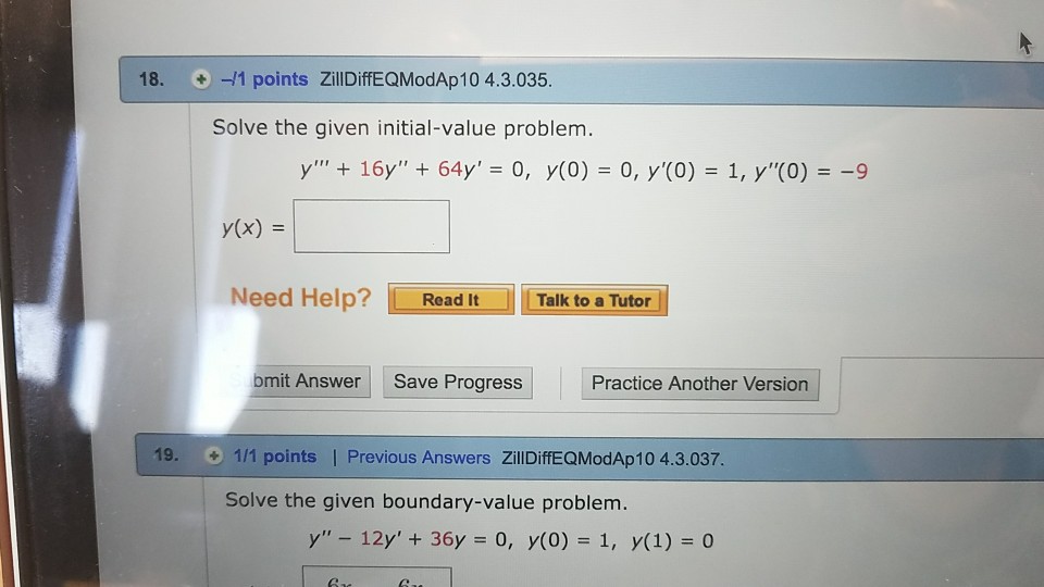 Solved Solve the given initial-value problem. y"' + 16y" + | Chegg.com