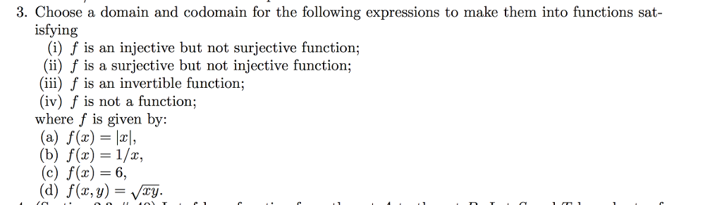 Solved Choose A Domain And Codomain For The Following