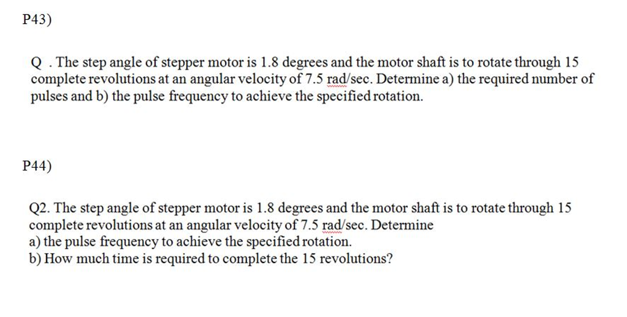 Solved The step angle of stepper motor is 1.8 degrees and | Chegg.com