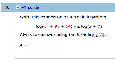 Solved Write this expression as a single logarithm. log(x^2 | Chegg.com