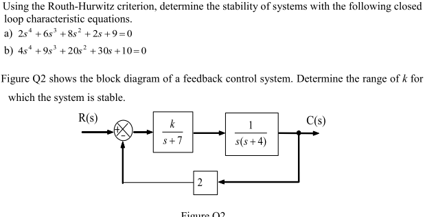 Solved Using the Routh-Hurwitz criterion, determine the | Chegg.com