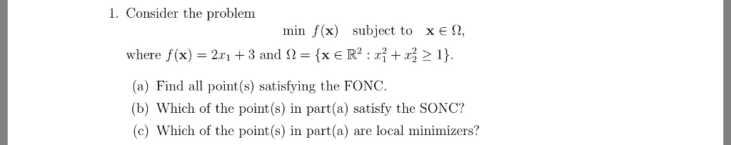 Solved Consider the problem min f(x) subject to x Element | Chegg.com