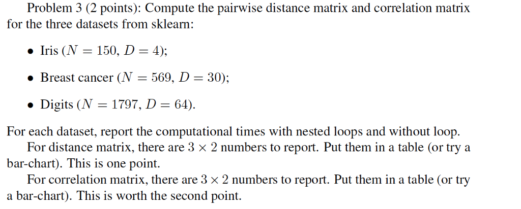 Problem 3 (2 points): Compute the pairwise distance | Chegg.com