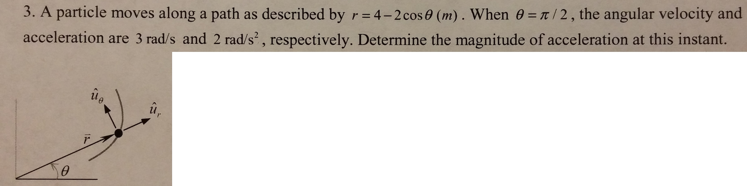 Solved A particle moves along a path as described by r = 4 - | Chegg.com