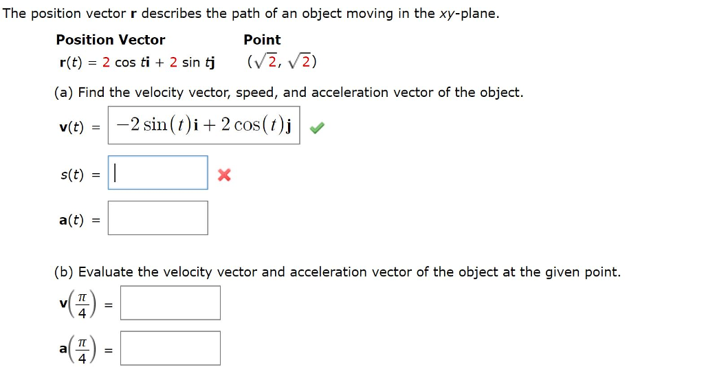Solved The position vector r describes the path of an object | Chegg.com