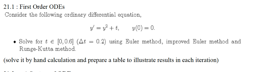 Solved First Order ODEs Consider the following ordinary | Chegg.com
